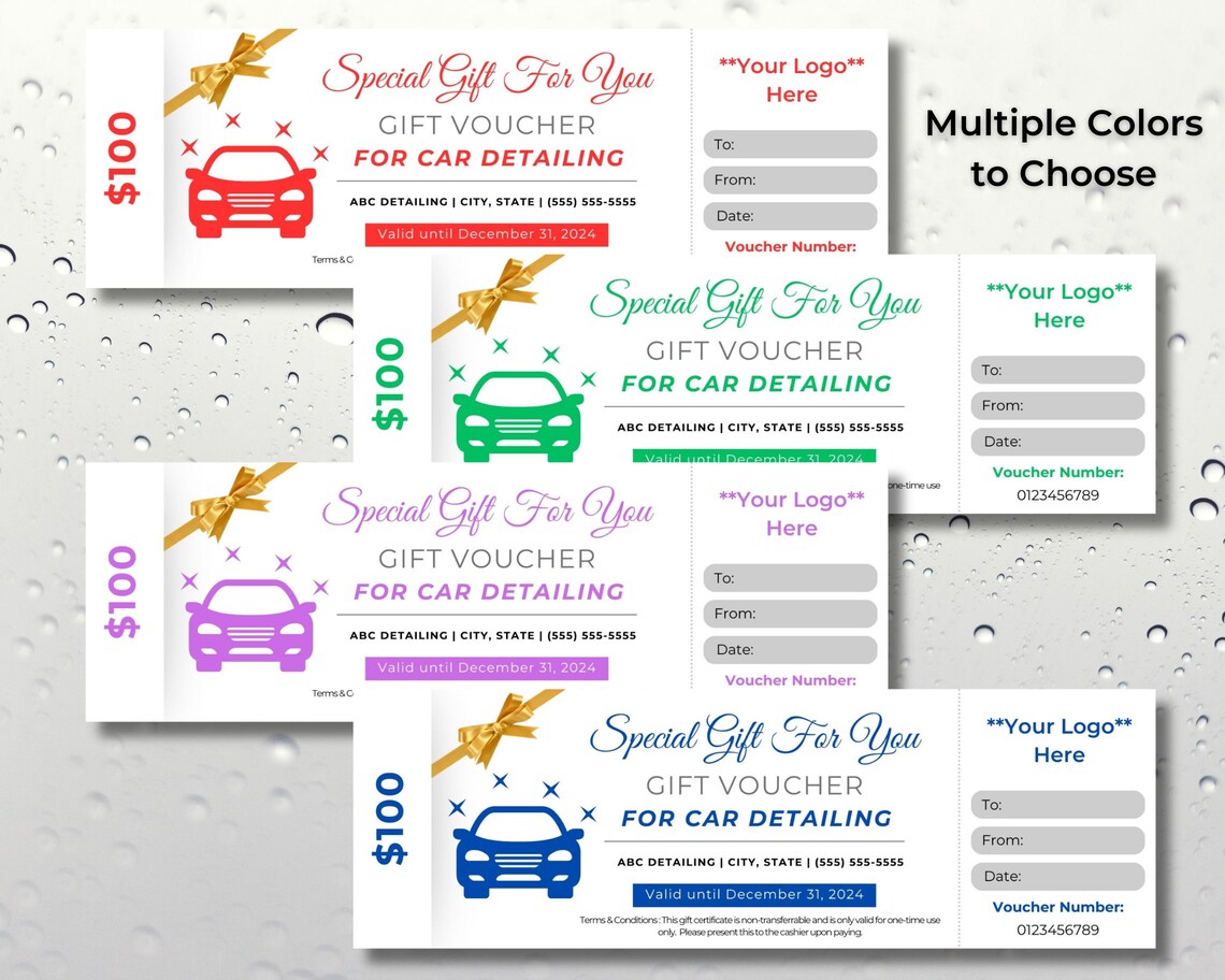 Car Detailing Gift Voucher Template + Bonus PDF Tracker Sheet ...