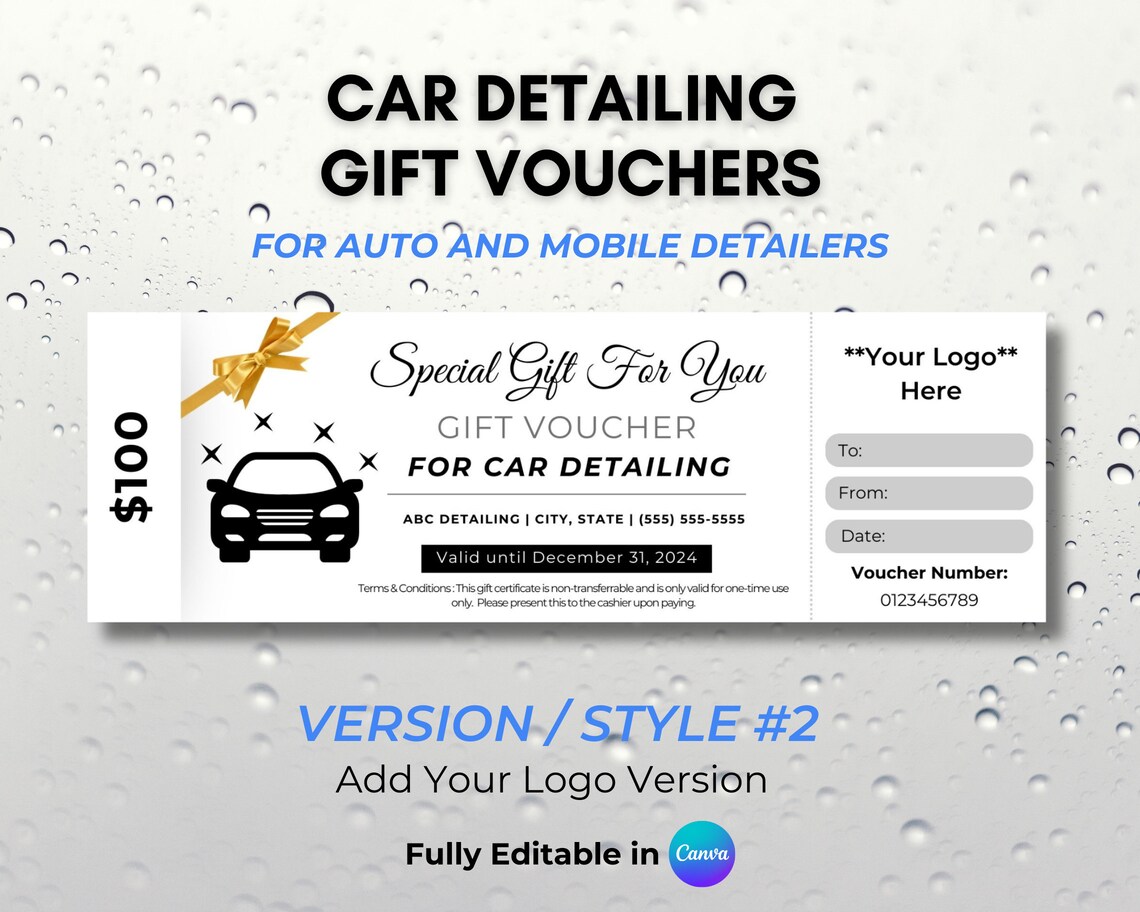 Car Detailing Gift Voucher Template + Bonus PDF Tracker Sheet ...