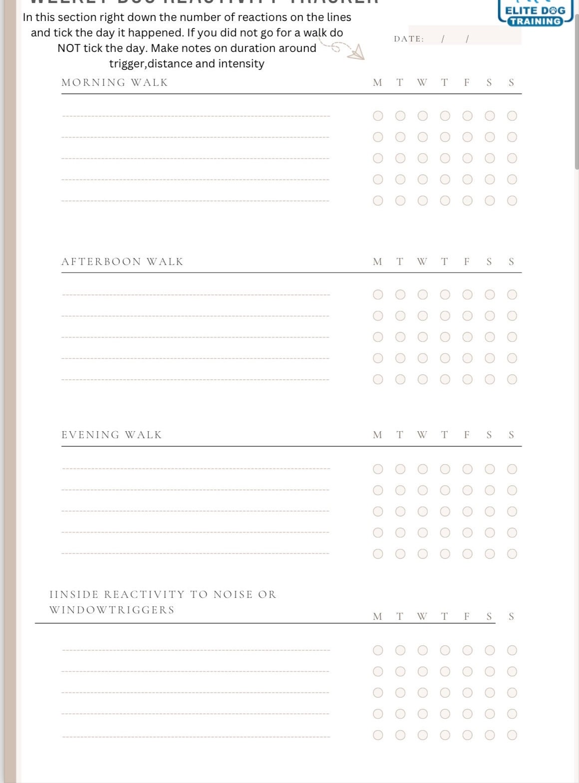 Tracker Diary for Reactive Dogs - Etsy