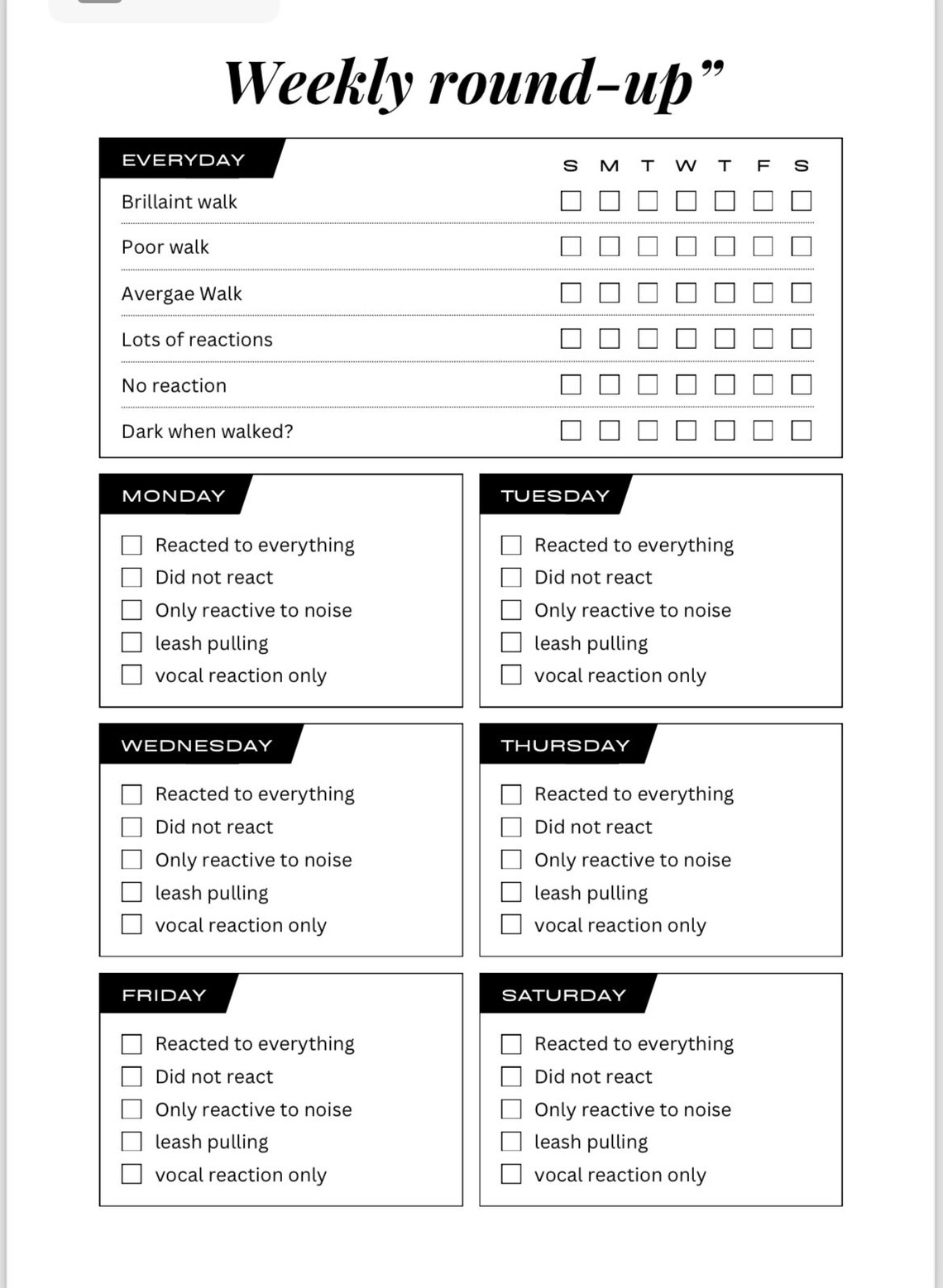 Tracker Diary for Reactive Dogs - Etsy