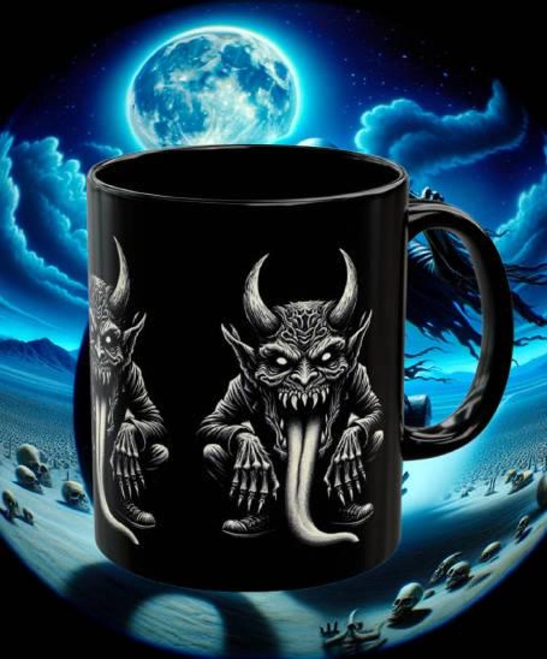 Gothic Demon Mug With Horned Creature Design - Etsy
