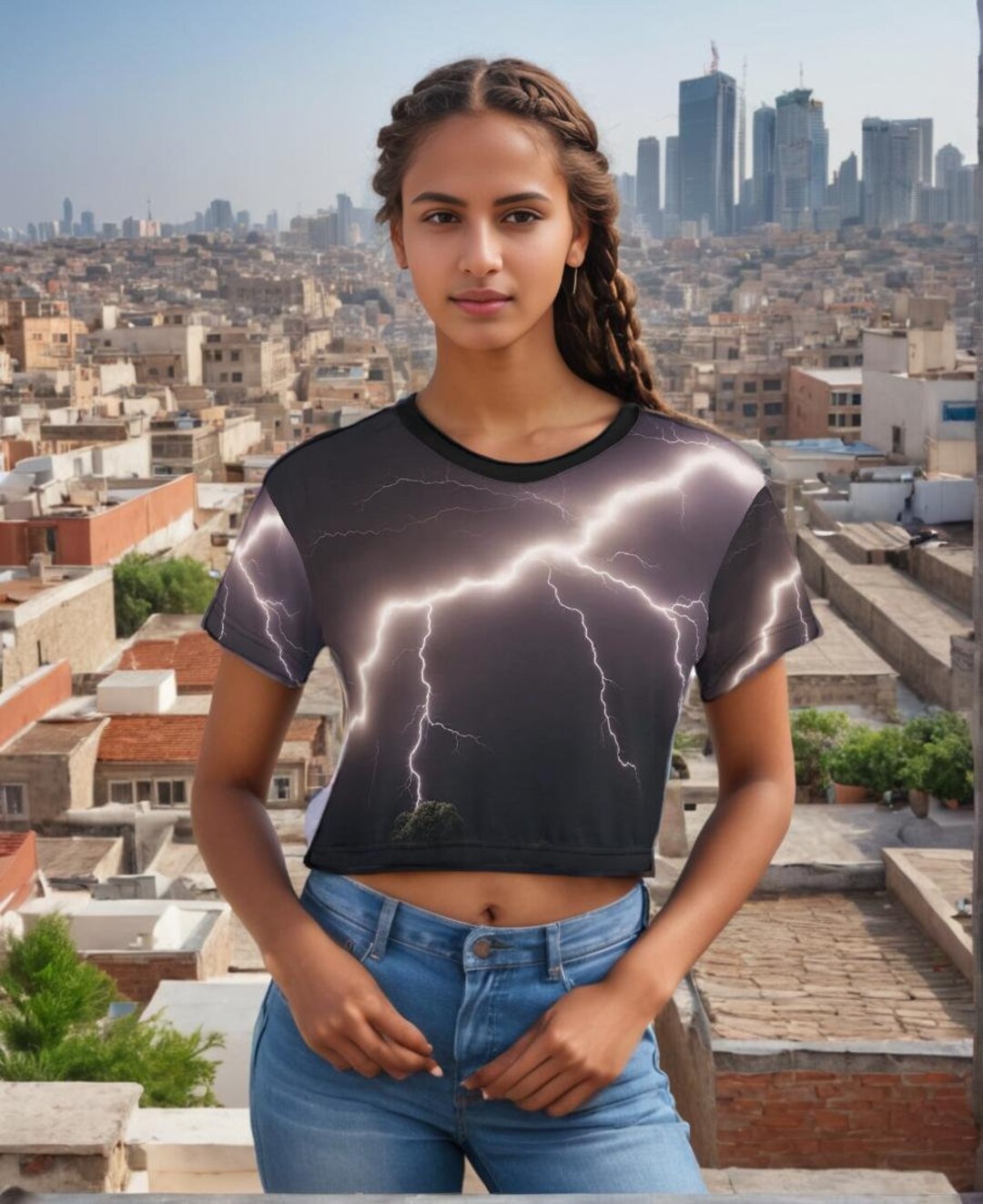 Lightning Bolt-crop Tee (AOP) - Etsy