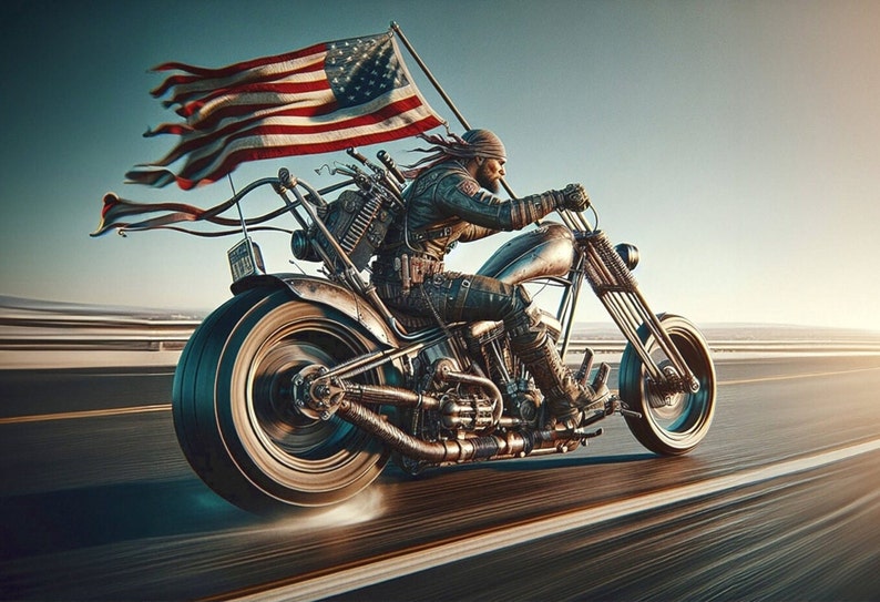 American Biker-satin and Archival Matte Poster - Etsy