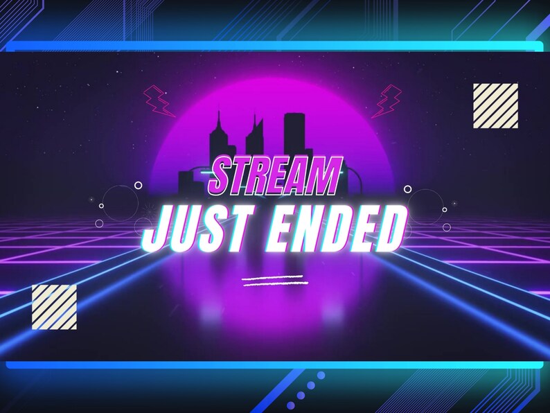 Animated Retro Purple Neon Twitch Overlays Complete Stream Package Neon ...