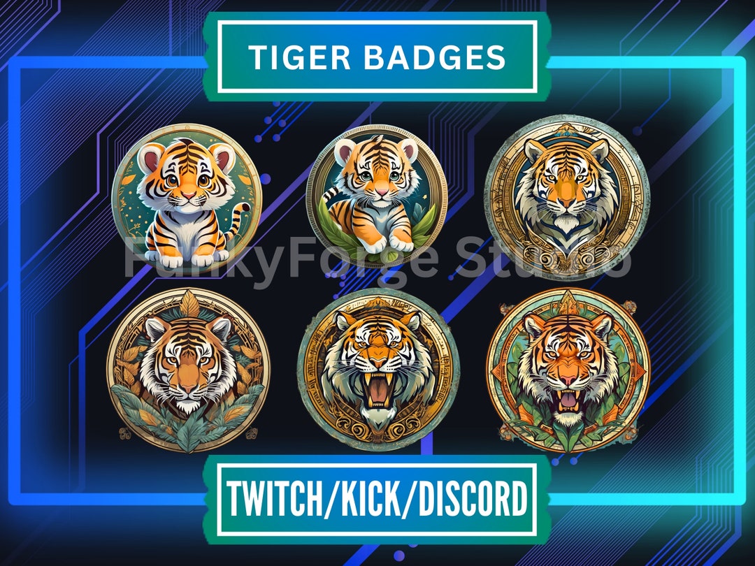 Tiger Sub Badges Twitch Animal Badges Aesthetic Streaming Badges Twitch ...