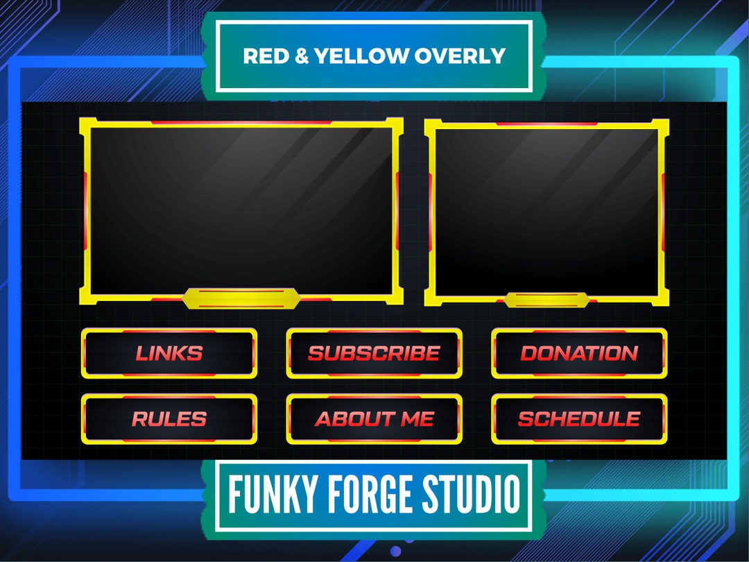 Red and Yellow Twitch Overlay Package Static Stream Overlay Pack Twitch ...