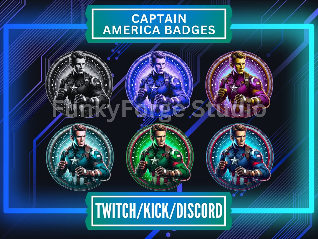 Twitch Cap Ame-rica Sub Badges Anime Badges Superhero Badges Stream and ...