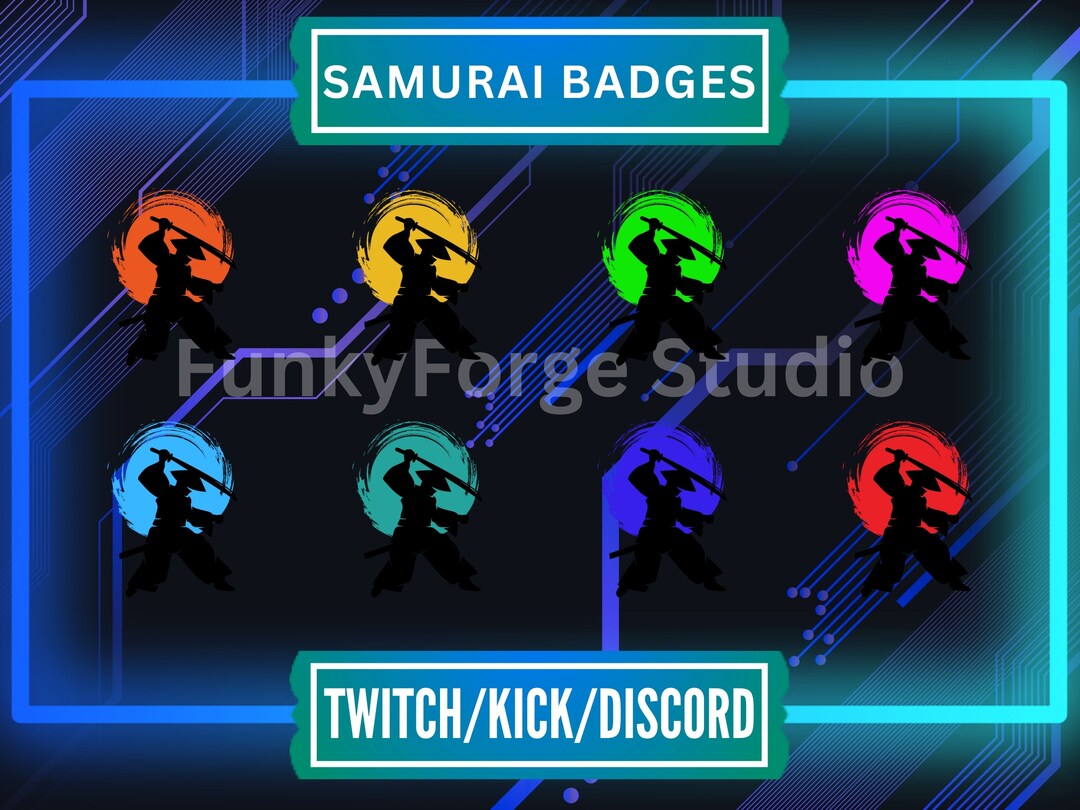 Twitch Samurai Subscription Badges Set of 8 Badges Anime Warrior Theme ...