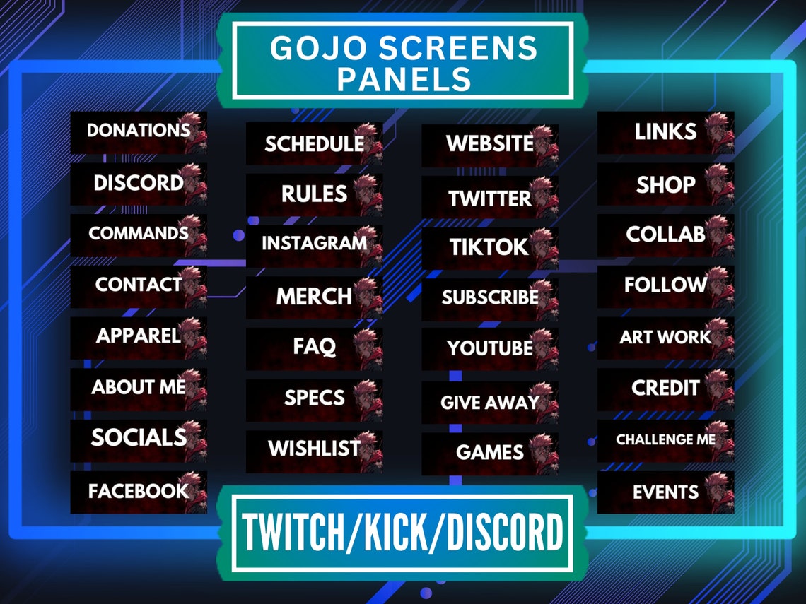 Gojo-satoru Animated Twitch Pack Anime Streamer Package Animated ...