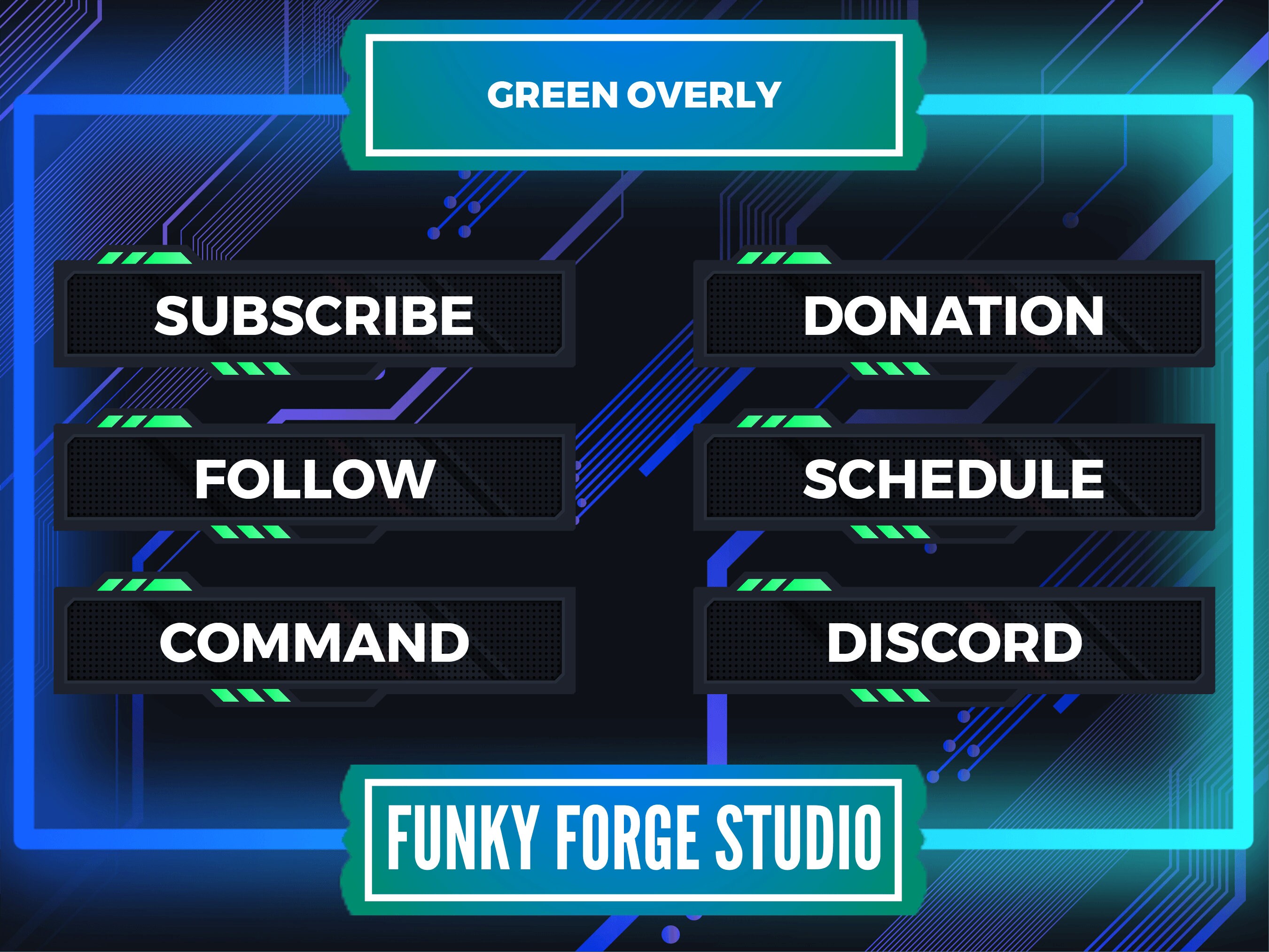 Green Static Streaming Overlay Bundle Twitch Overlay Kit Static Stream ...