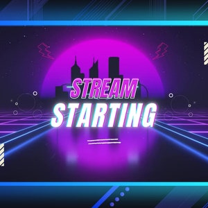 Animated Retro Purple Neon Twitch Overlays Complete Stream Package Neon ...