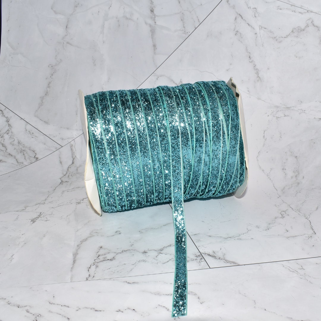 Glitter Velvet Ribbon by the Yard, Glitter Ribbon, Sparkle Velvet ...