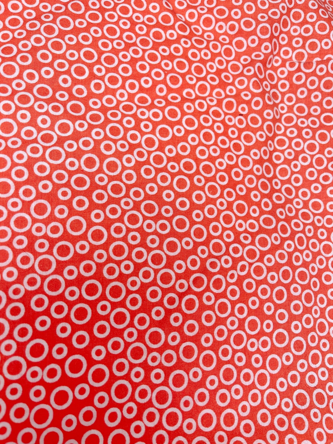 Cotton Fabric Print, 2 Colorways, Turquoise Blue Circles, Orange Coral ...