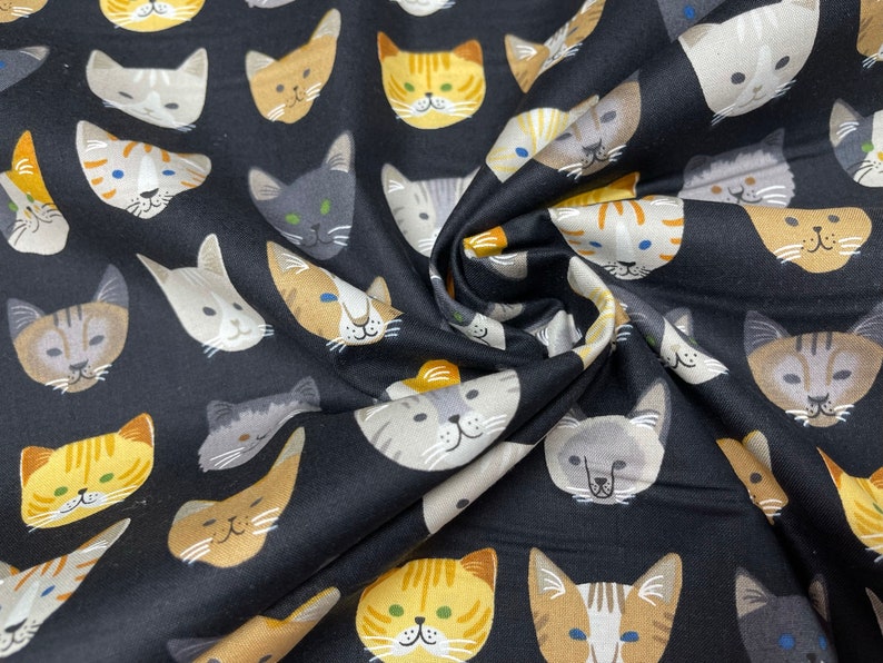 Robert Kaufman Whiskers & Tails Axn-16343-2 44/45" | Black Cat Fabric ...