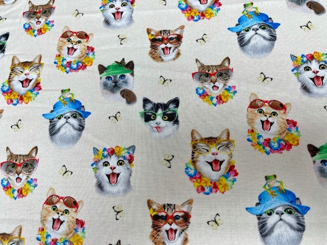 Elizabeth Studios Beach Selfies Cats Allover Cream ES374BB 44/45 ...