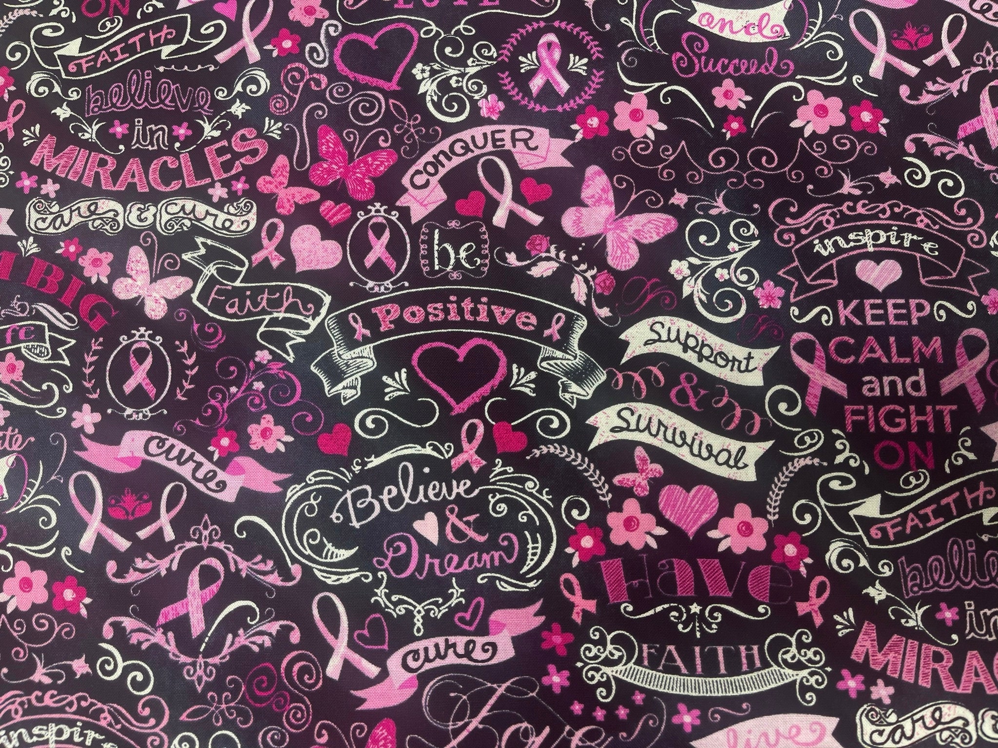 Timeless Treasures GAIL C3999 Breast Cancer Awareness Fabric by Yard or ...