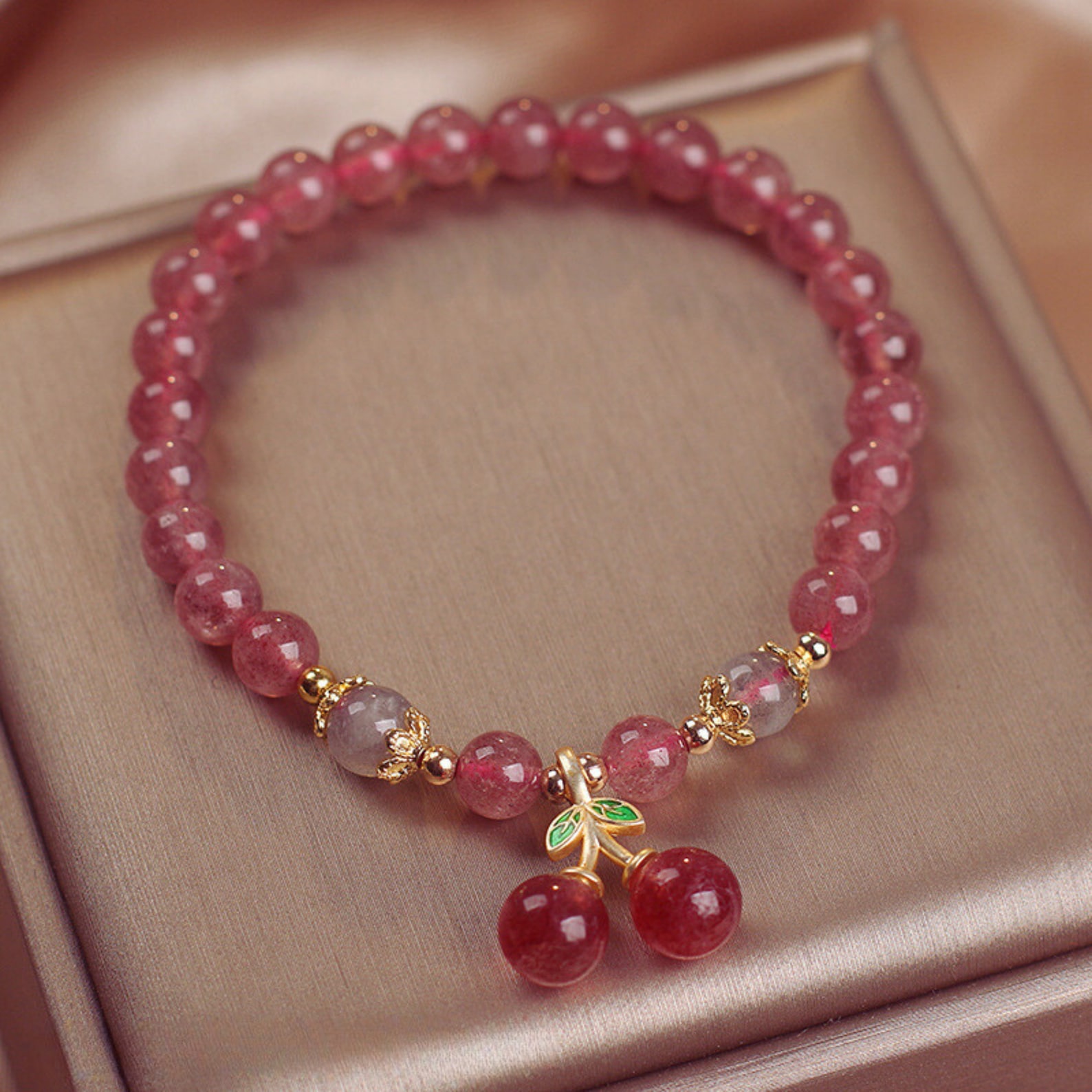 Cherry Beaded Bracelet for Women/ladies Cherry Fruit Bracelet/girls ...