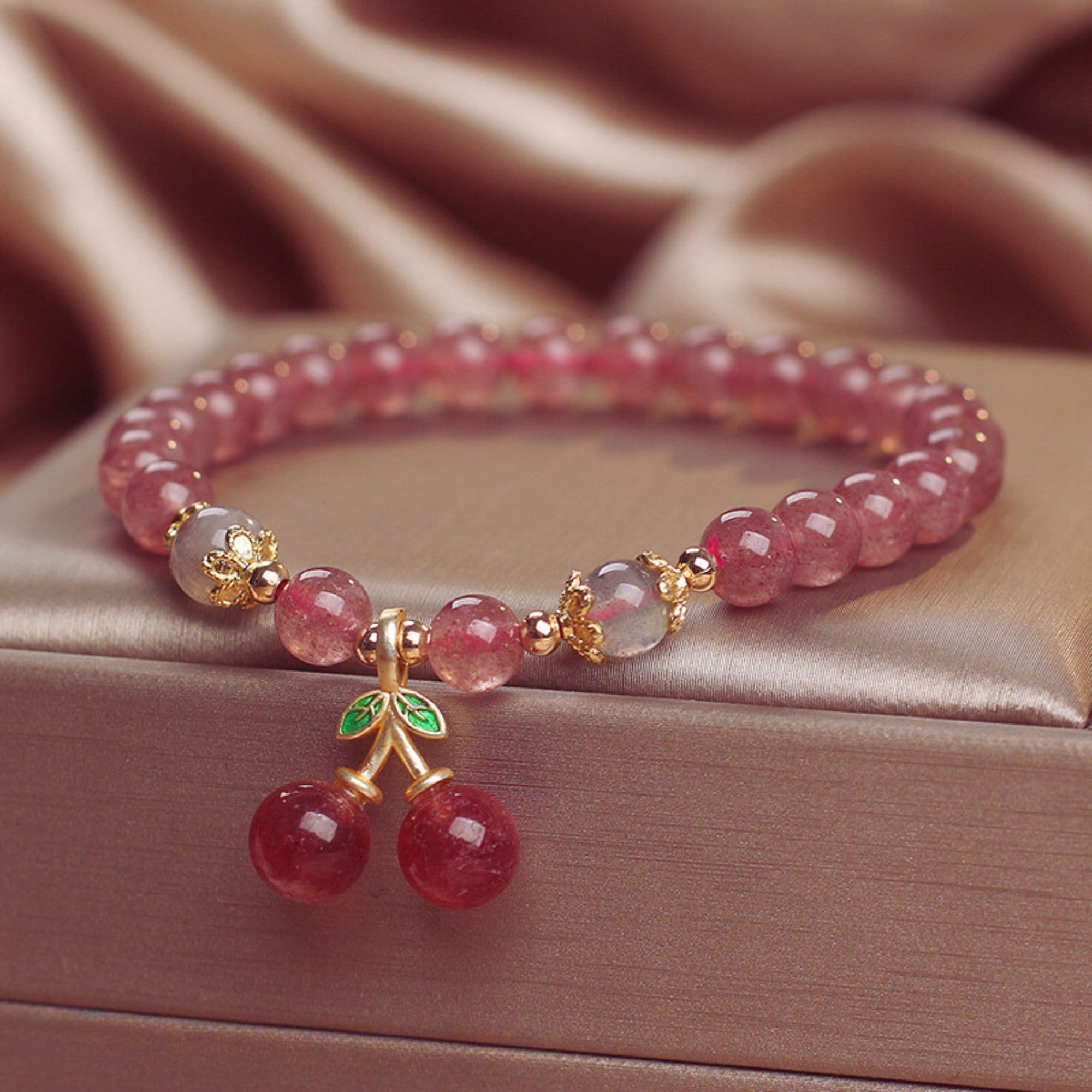 Cherry Beaded Bracelet for Women/ladies Cherry Fruit Bracelet/girls ...