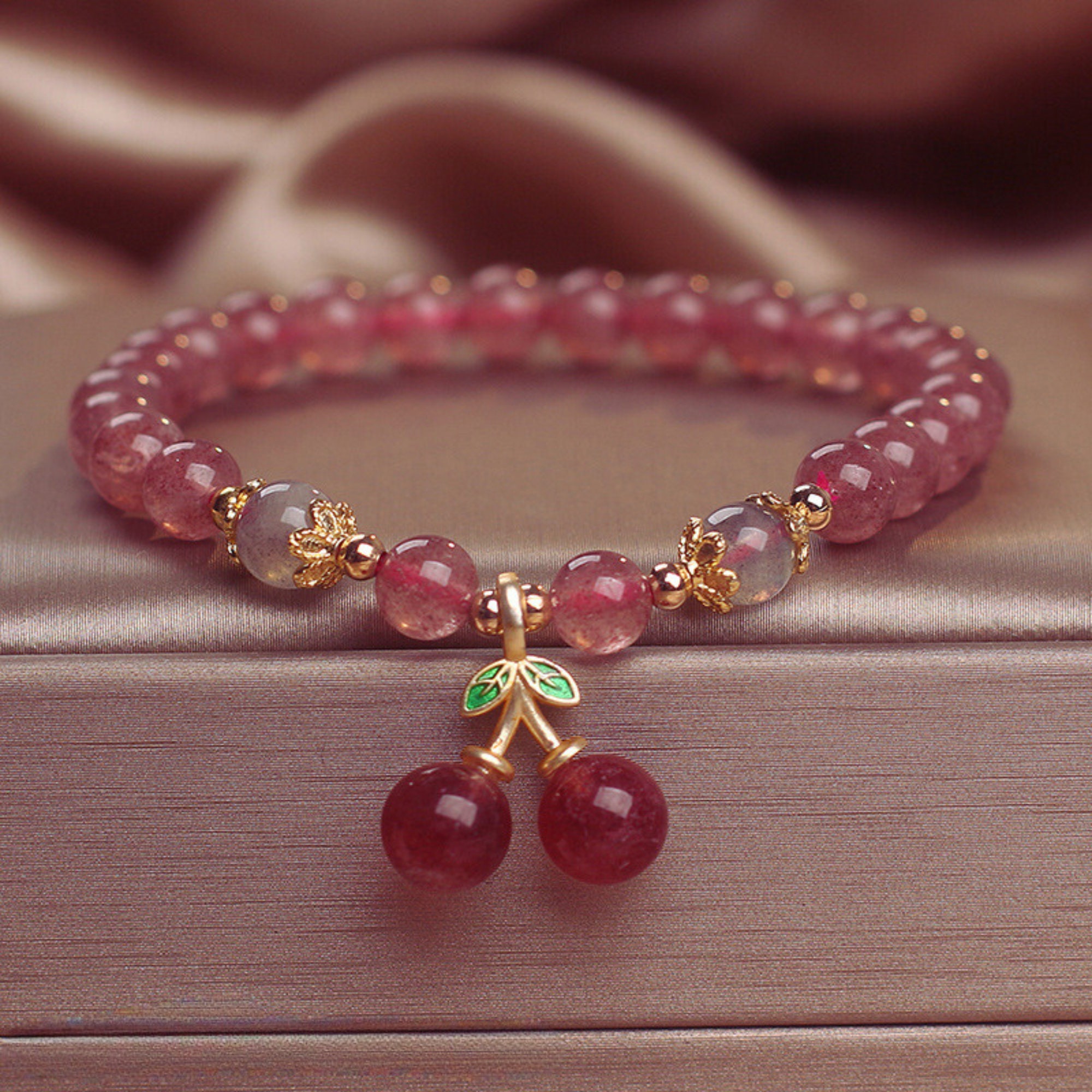 Cherry Beaded Bracelet for Women/ladies Cherry Fruit Bracelet/girls ...