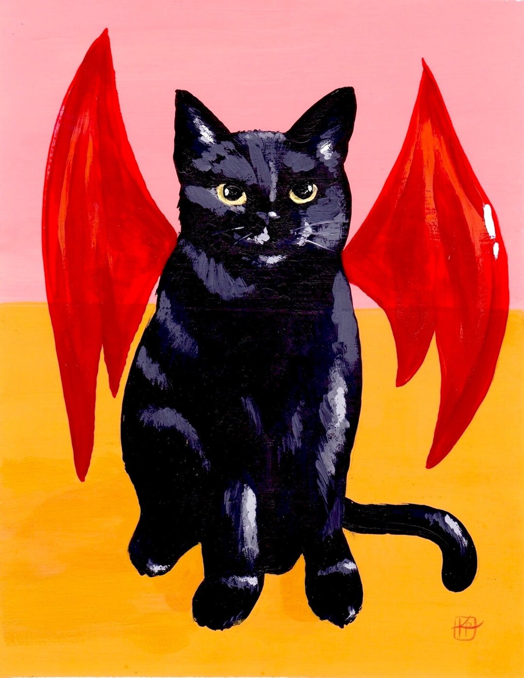 Devil Cat Print - Etsy