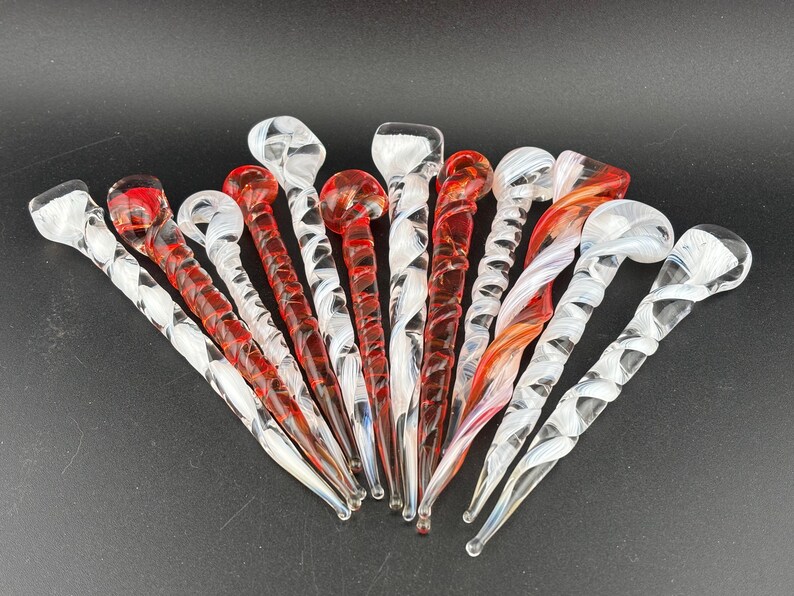 Handmade Glass Icicles - Red and White Twist, Set of 12 - Etsy