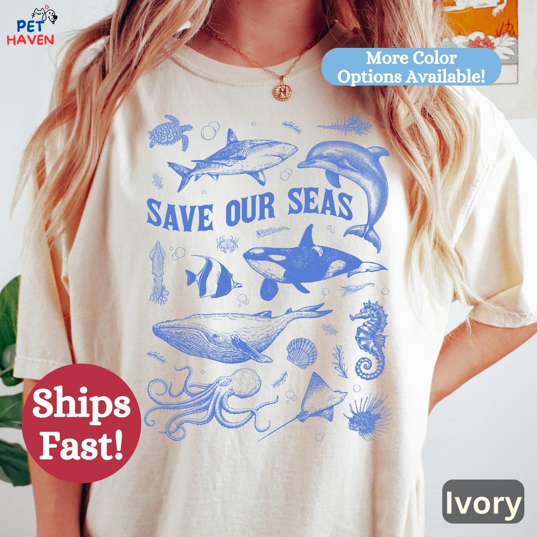 Sea Animals Shirt, Retro Ocean Shirt, Cute Sea Creatures Shirt, Ocean ...
