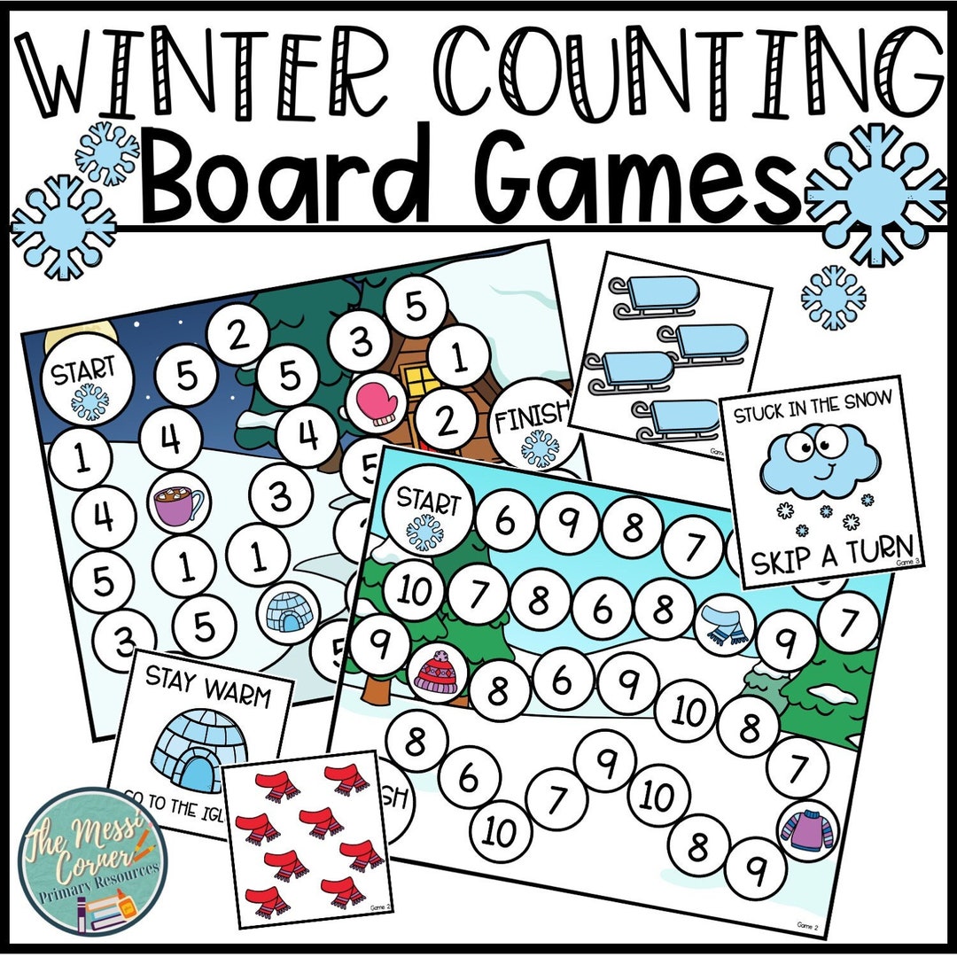 Winter Counting Board Game - Printable - Numbers 1 - 10 - Etsy