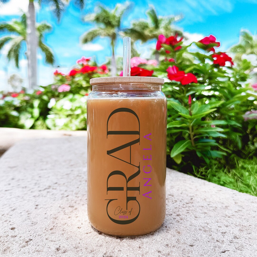 Personalized Iced Coffee Cup Senior 2024 Ice Coffee Glass Custom ...