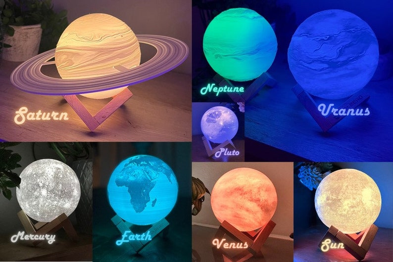 Planet Lamps With 16 Colors real Space Data Images Remote and Stand ...