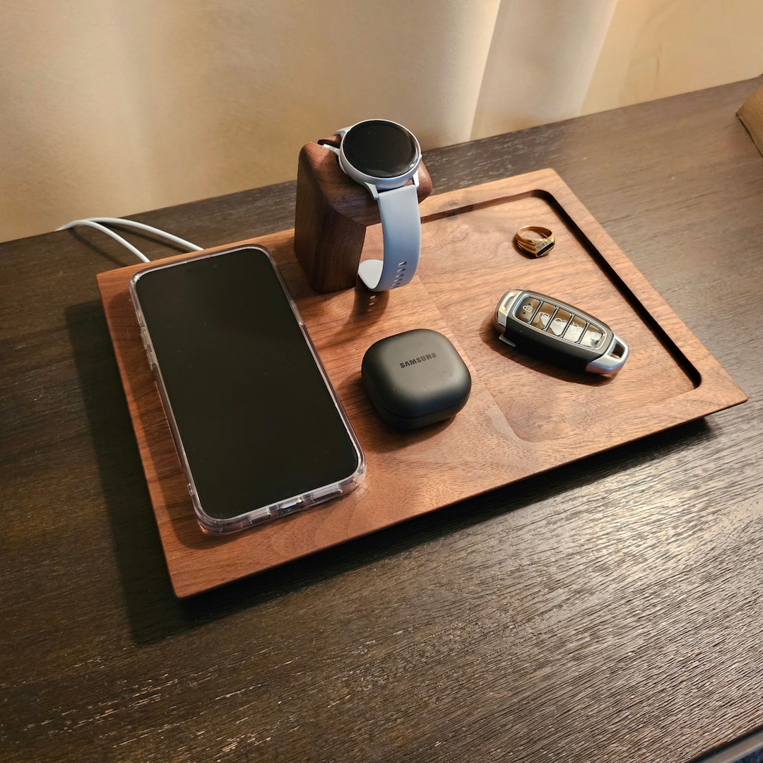 Solid Wood EDC Charging Station for Iphone, Magsafe Charger Insert ...