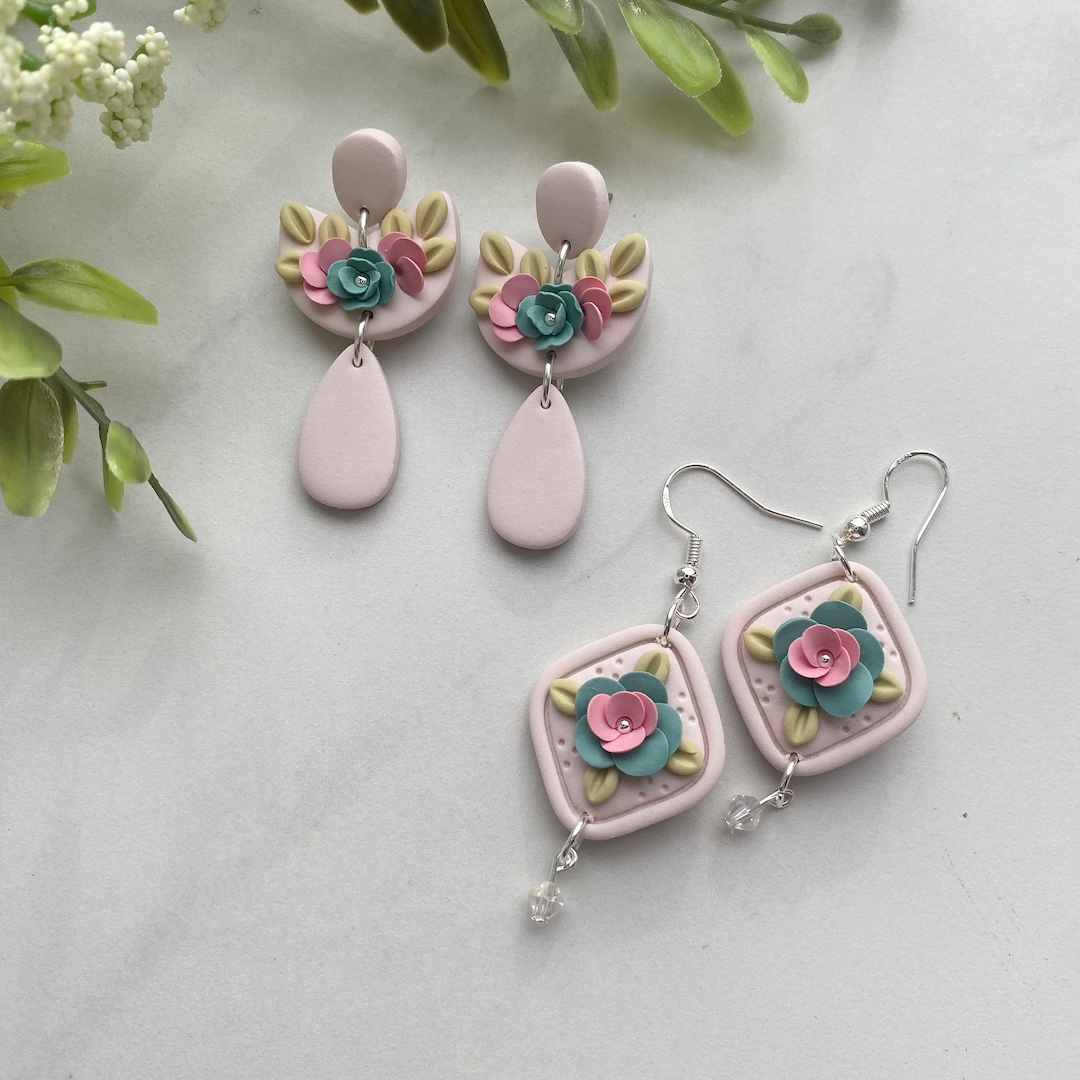 Polymer Clay Earrings - Spring Earrings - Floral Earrings - Etsy
