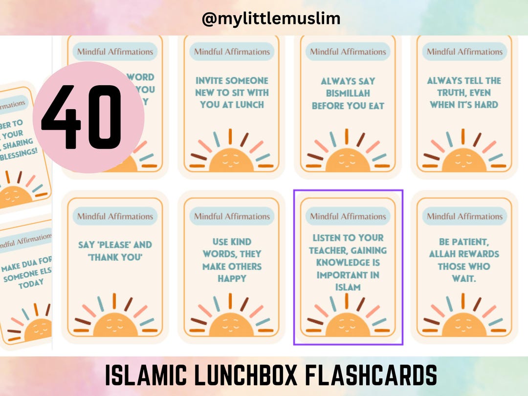 Islamic Kids Lunchbox Printable Flashcards School Islam Education ...