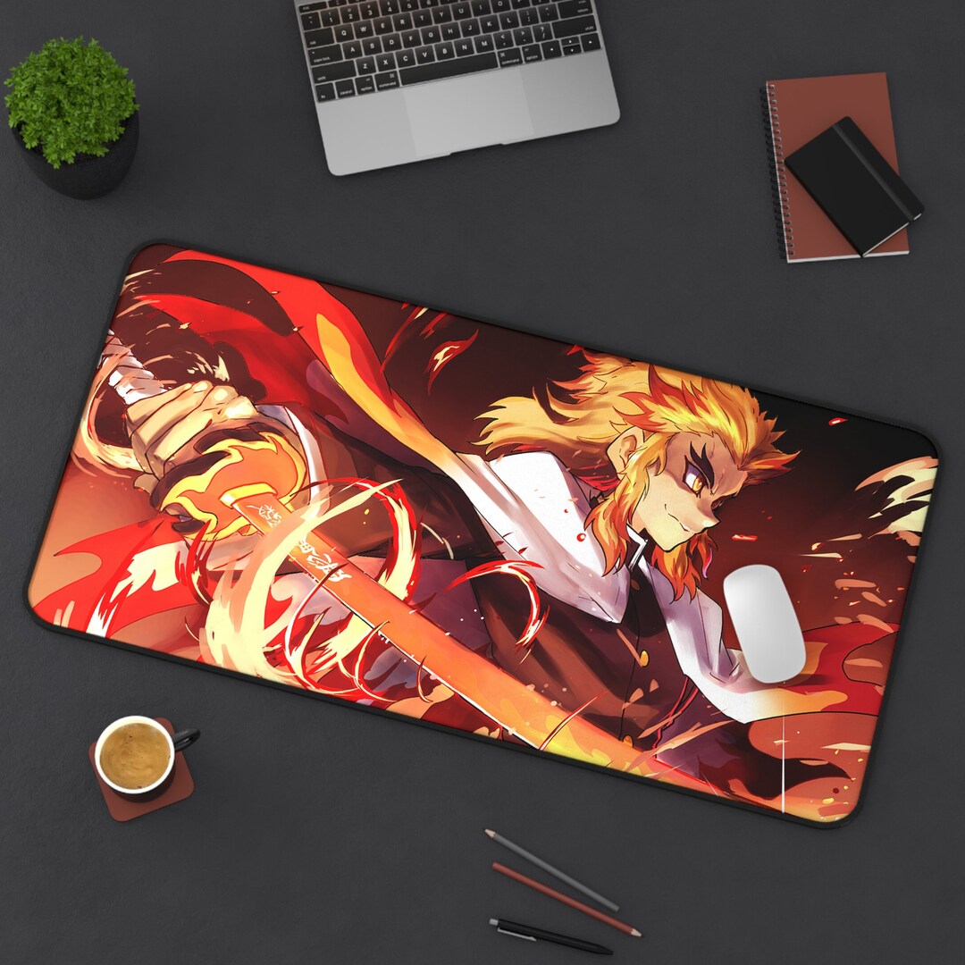 Demon Slayer, Rengoku Fan Art Mousepad Desk Mat. Customize Your Pc ...