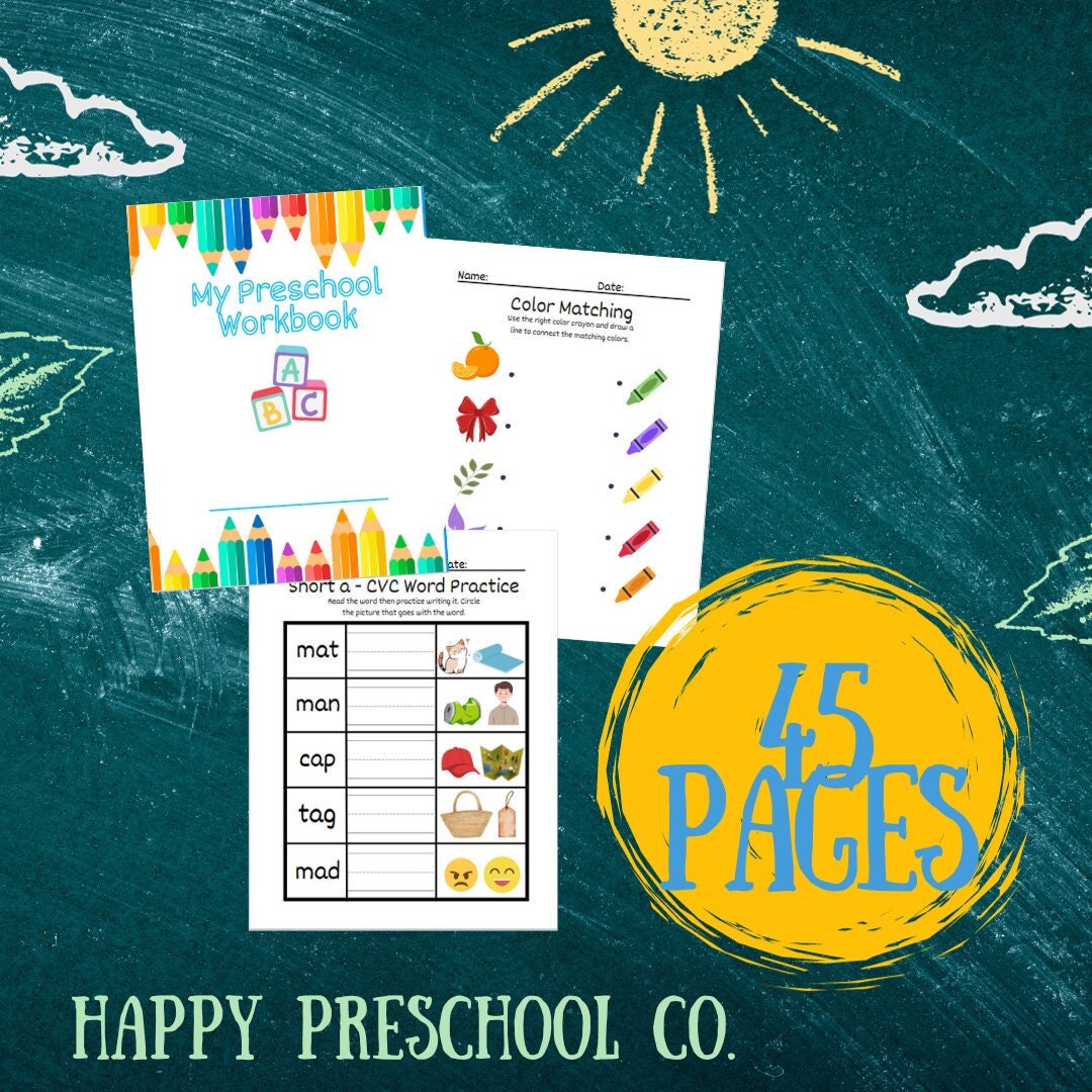Preschool Workbook 45 Pages Digital Download Name Tracing Letters ...