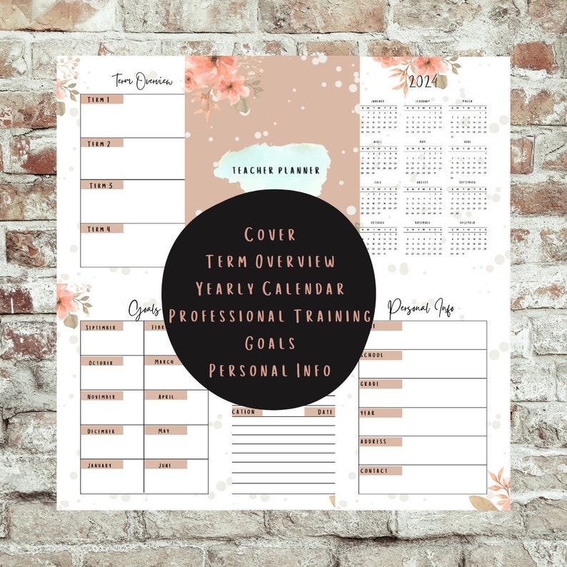 2024 Teacher Planner Lesson Plan Gradebook Monthly Agenda Homeschool ...