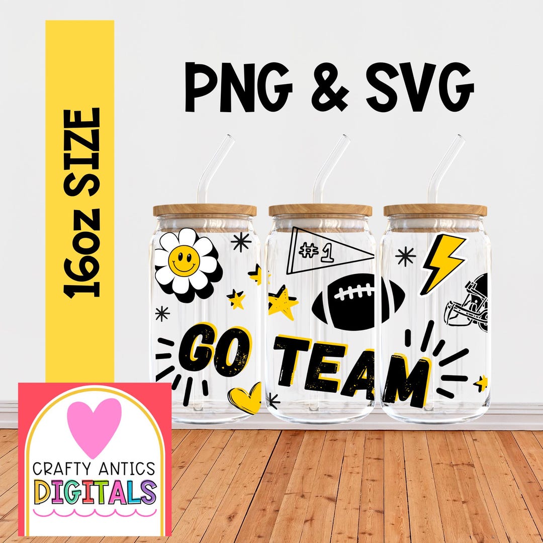 Football Cheer Go Team Sports PNG SVG Digital Cup File Design Uv DTF ...