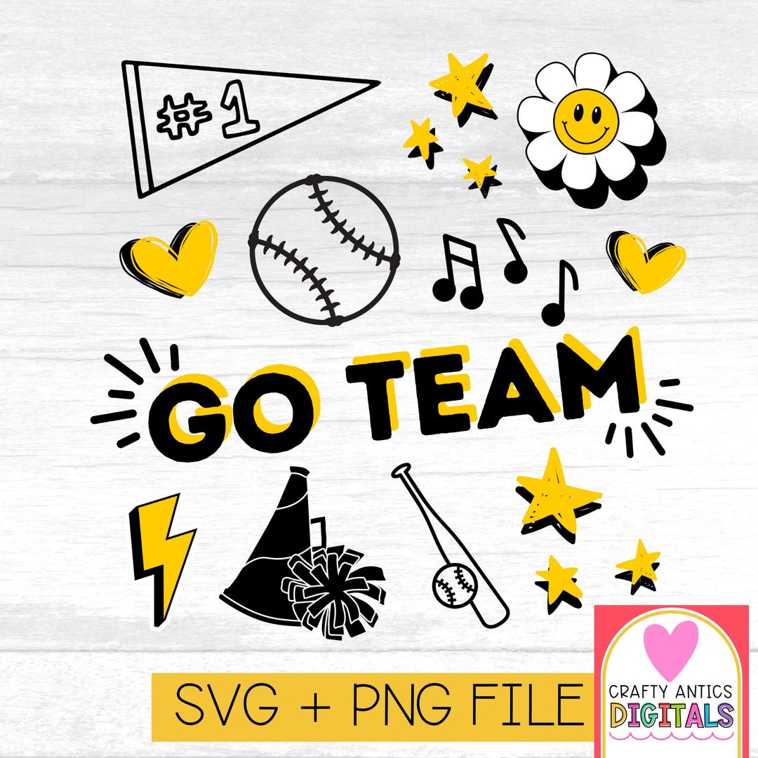 Go Team Baseball Mascot PNG SVG Digital File Double Design High School ...