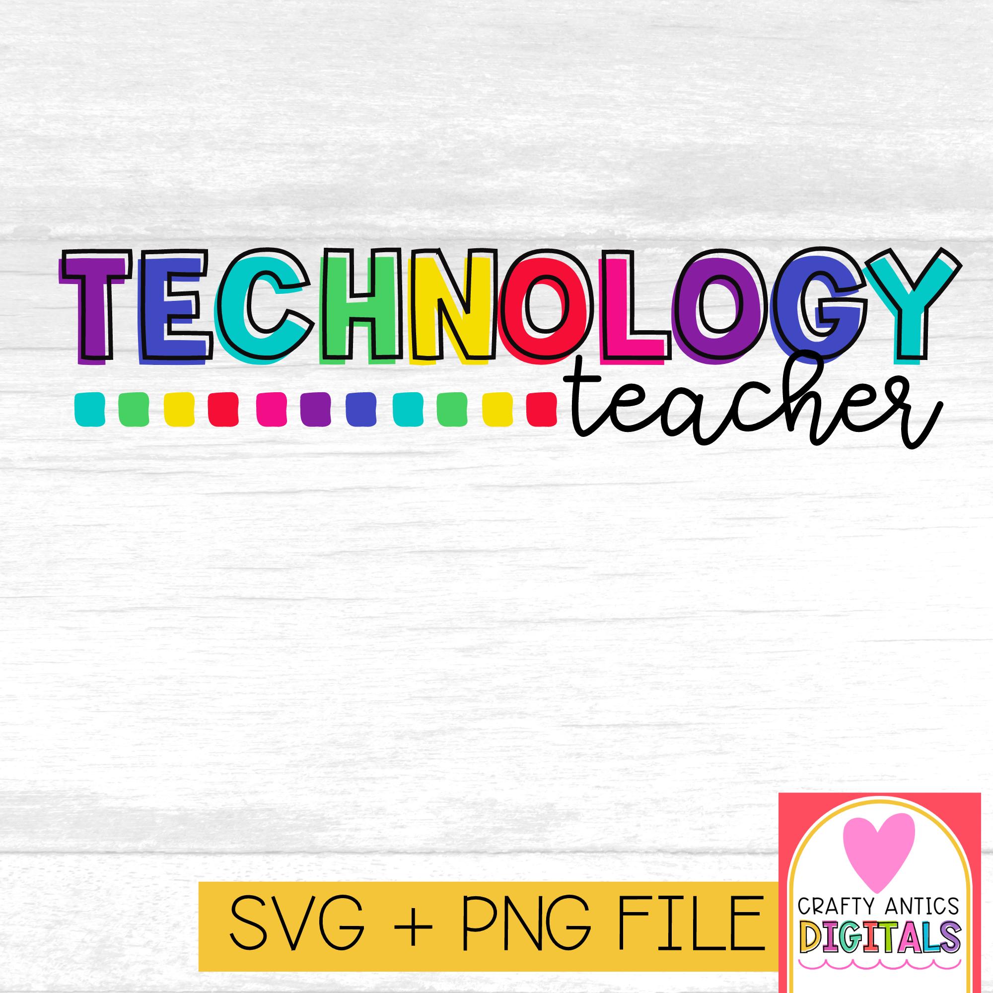 Technology Teacher Primary Colored PNG SVG Digital File Double Design ...