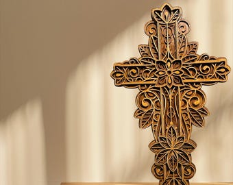Wooden Layered Cross Home Decor Sanctuary or Church Display Memorial ...