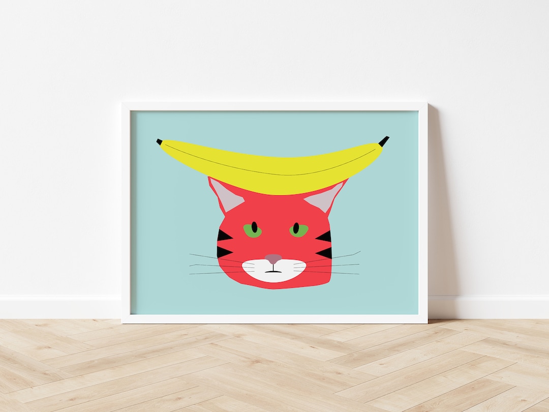 Banana Cat // Art Print A5/A4/A3 - Etsy
