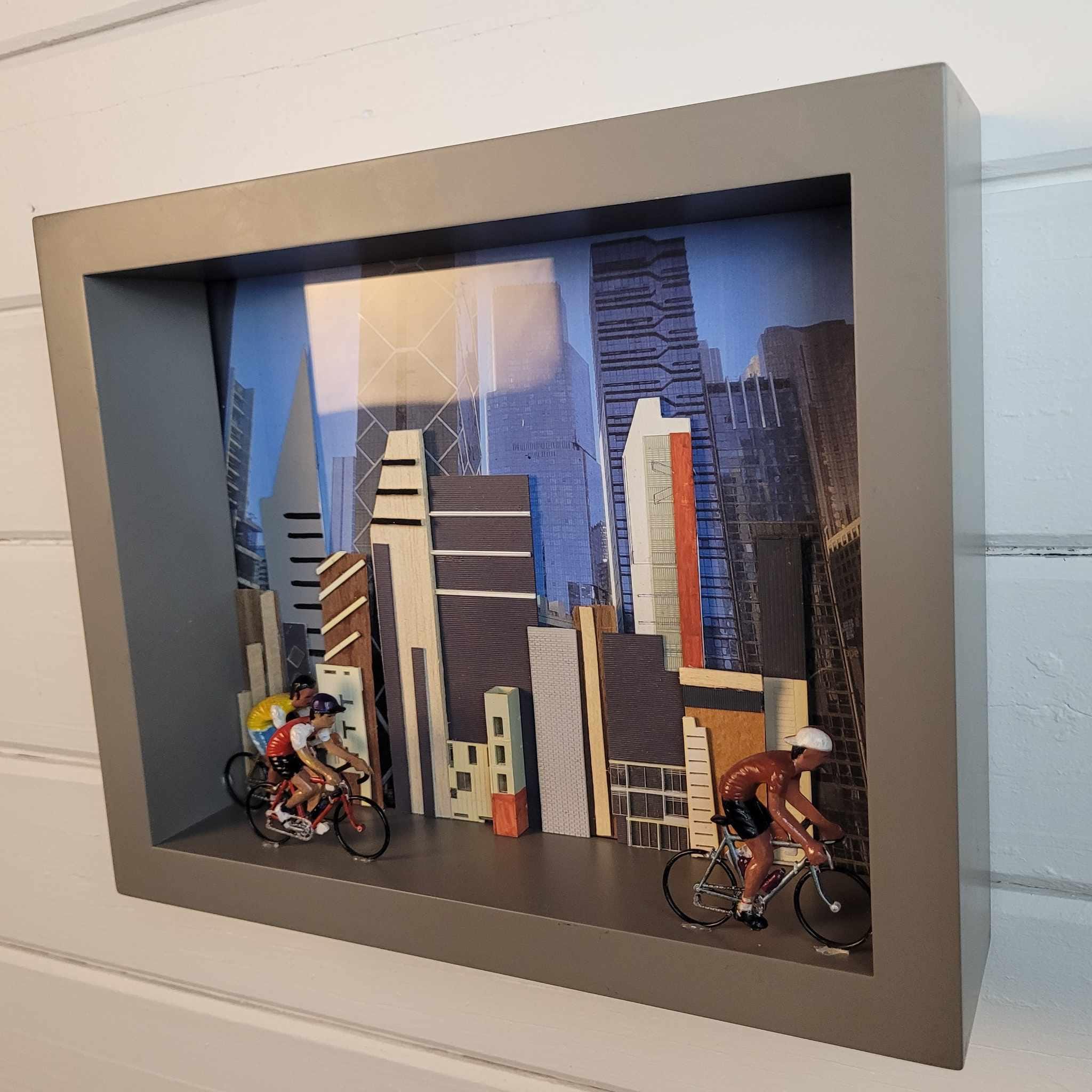 3D Cyclists in City Shadow Box - Melbourne Wall Art - Etsy