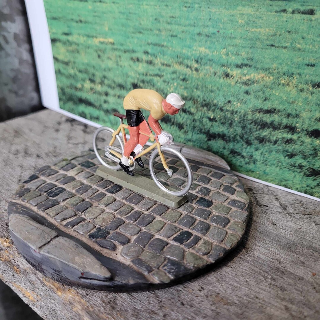 Miniature Road Cyclist Model: Handcrafted Cobblestone Base Desk Art - Etsy