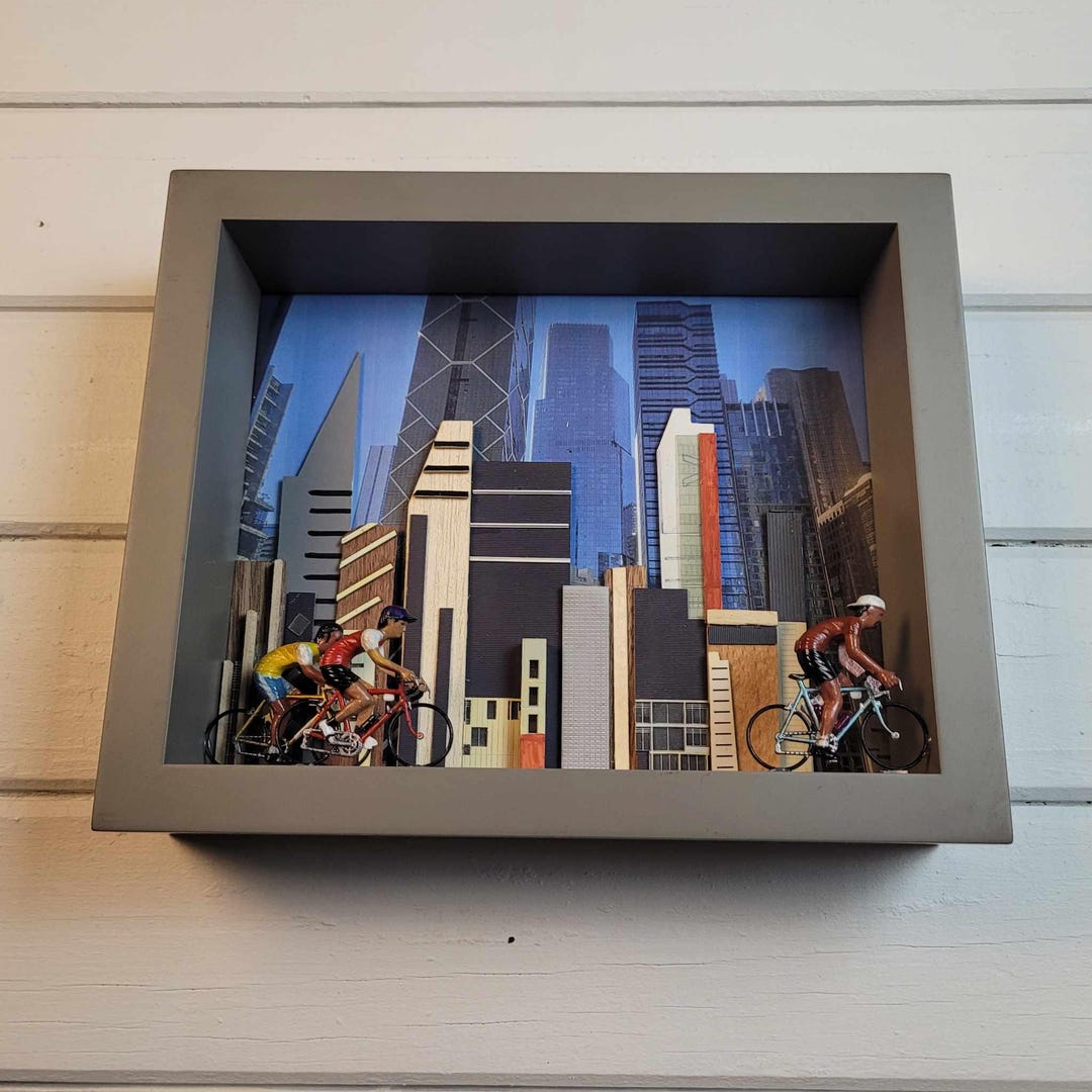 3D Cyclists in City Shadow Box - Melbourne Wall Art - Etsy
