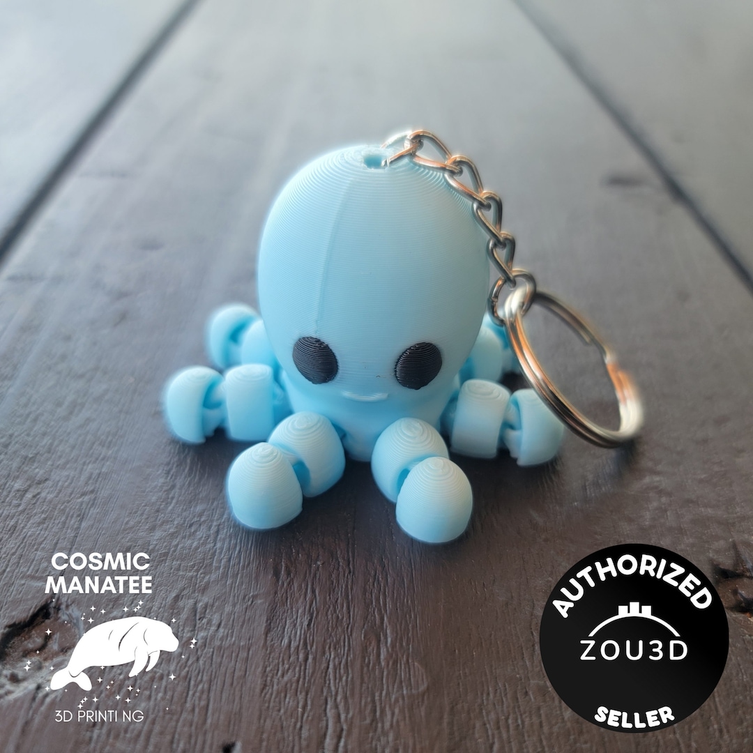 3D Printed Octopus Keychain - Octopus Keychain for Car Keys - Octopus ...