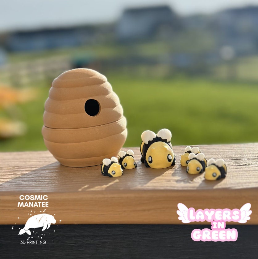 Bee Fidget Toy Bee Desk Decoration 3D Printed Bee and Hive or Flower - Etsy
