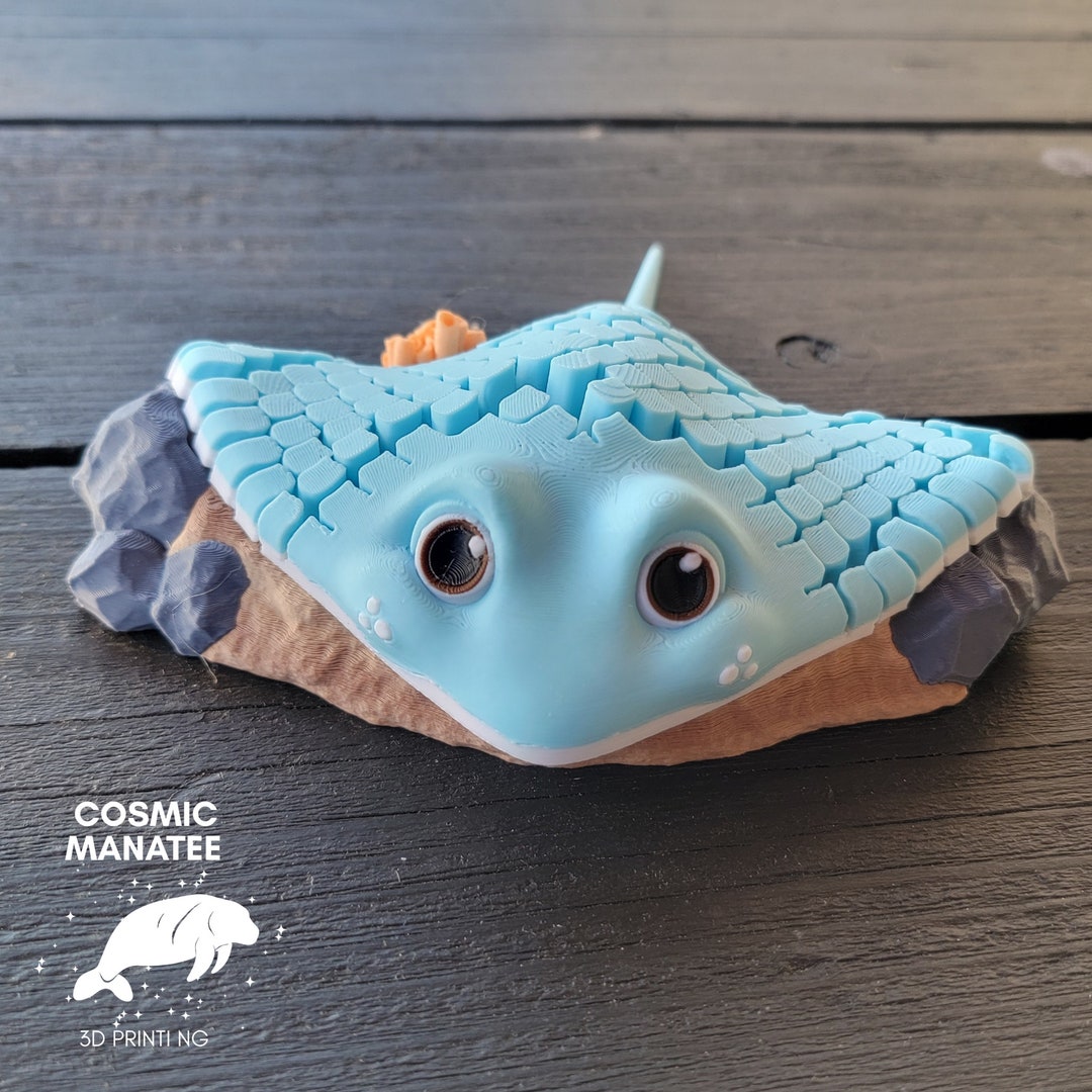 3D Printed Manta Ray Flexi - Manta Ray Fidget - Optional Display Base ...