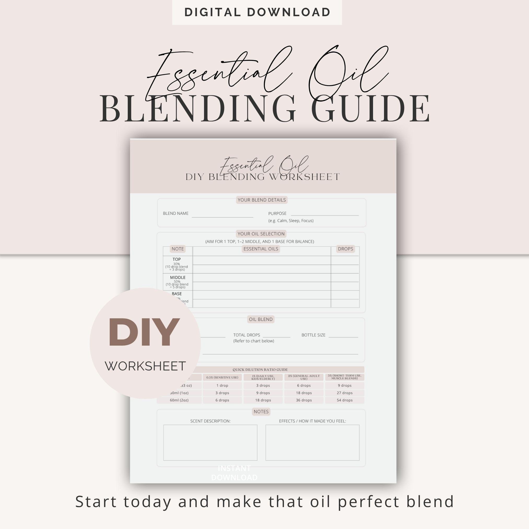 Essential Oil Blending Guide Sheet | Printable Guide Worksheet ...