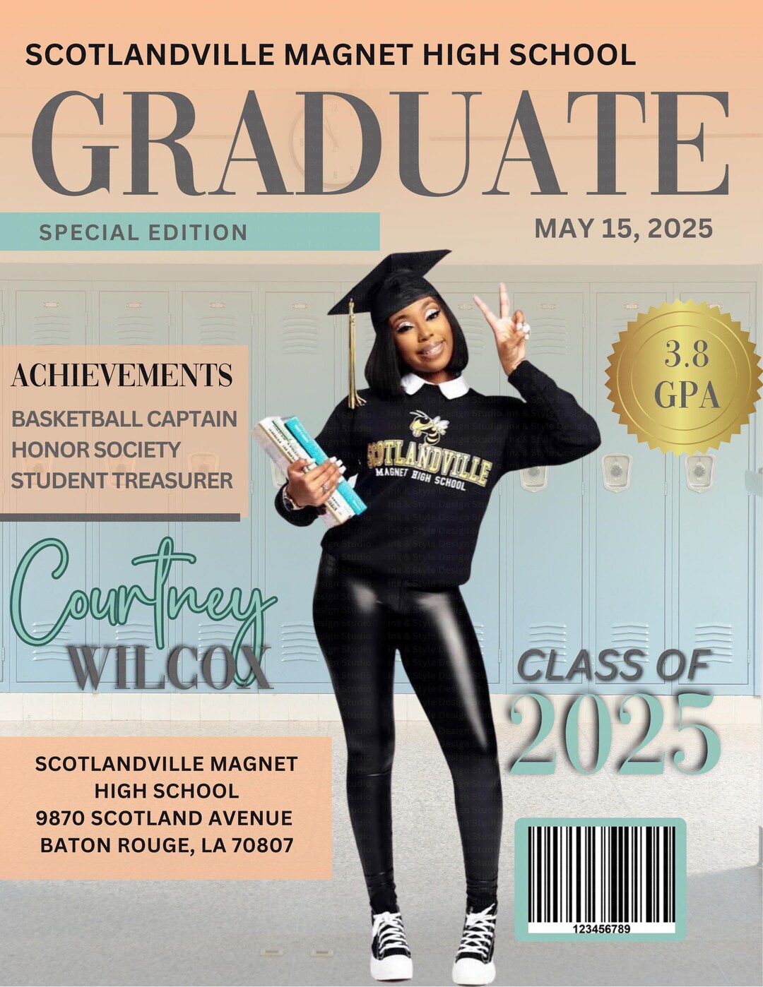 Class of 2025 Magazine Cover Template | Editable Senior Announcement ...