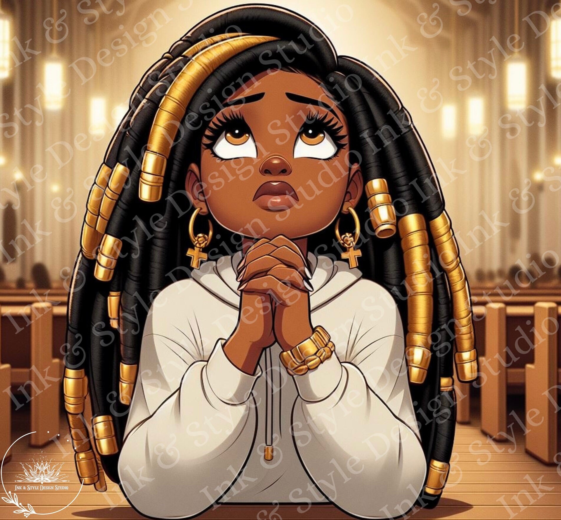 Chibi Style African American Woman Praying - Etsy