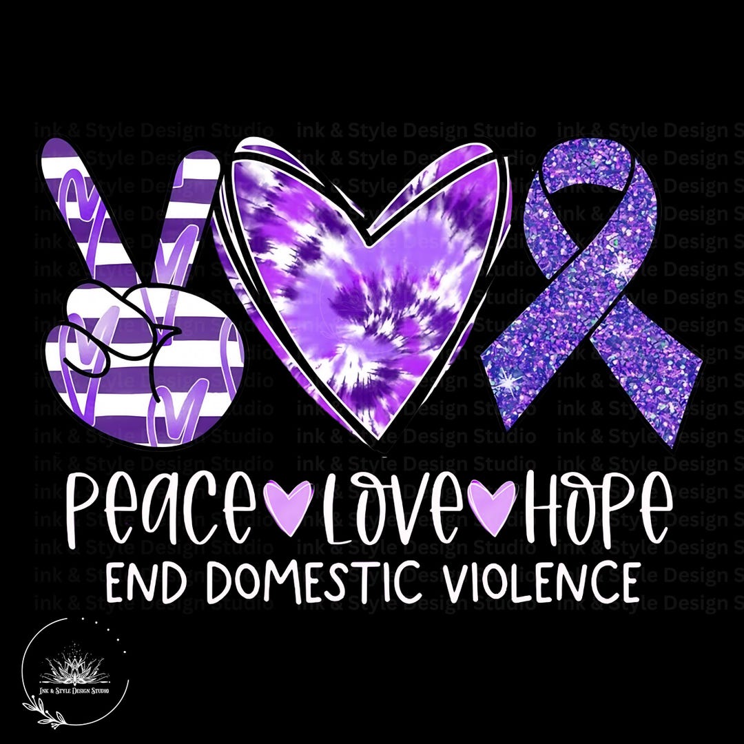 Peace Love Hope Purple Ribbon | End Domestic Violence | PNG | Tie-dye ...